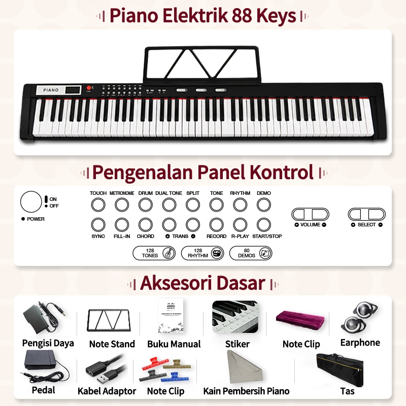 Jual Benston Music- Keyboard Elektrik 88 Tuts Portabel Untuk Pemula ...