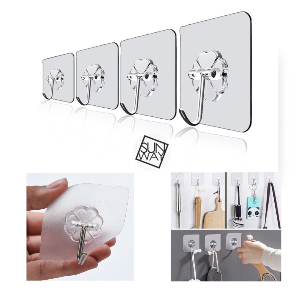 Jual Gantungan Hook Transparan / Tempelan Dinding / Tempelan Hook Ajaib ...