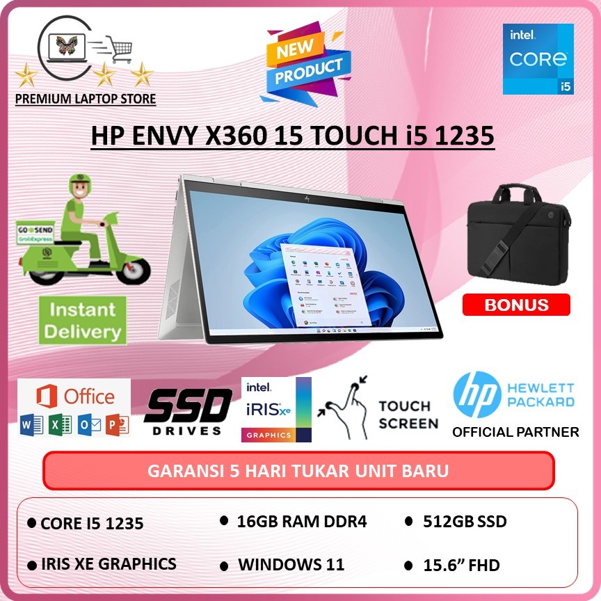 Jual HP Envy X360 15 Touch i5 1235 Ram 16Gb 512Gb Ssd 15.6 Fhd | Shopee ...
