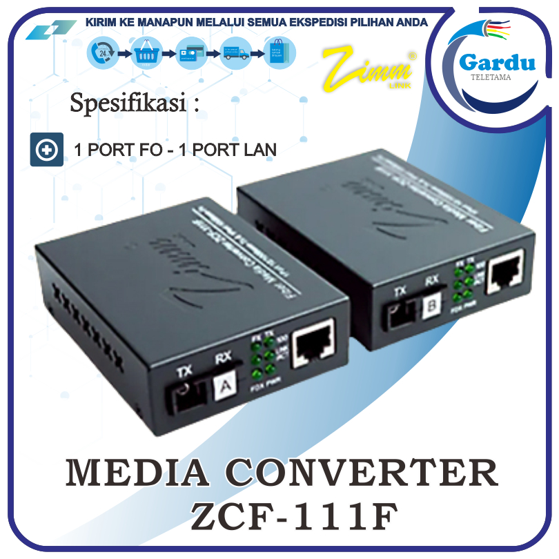 Jual Media Converter 1 LAN to 1 FO Tipe ZCF-111F Merk Zimmlink Fullset | Shopee Indonesia