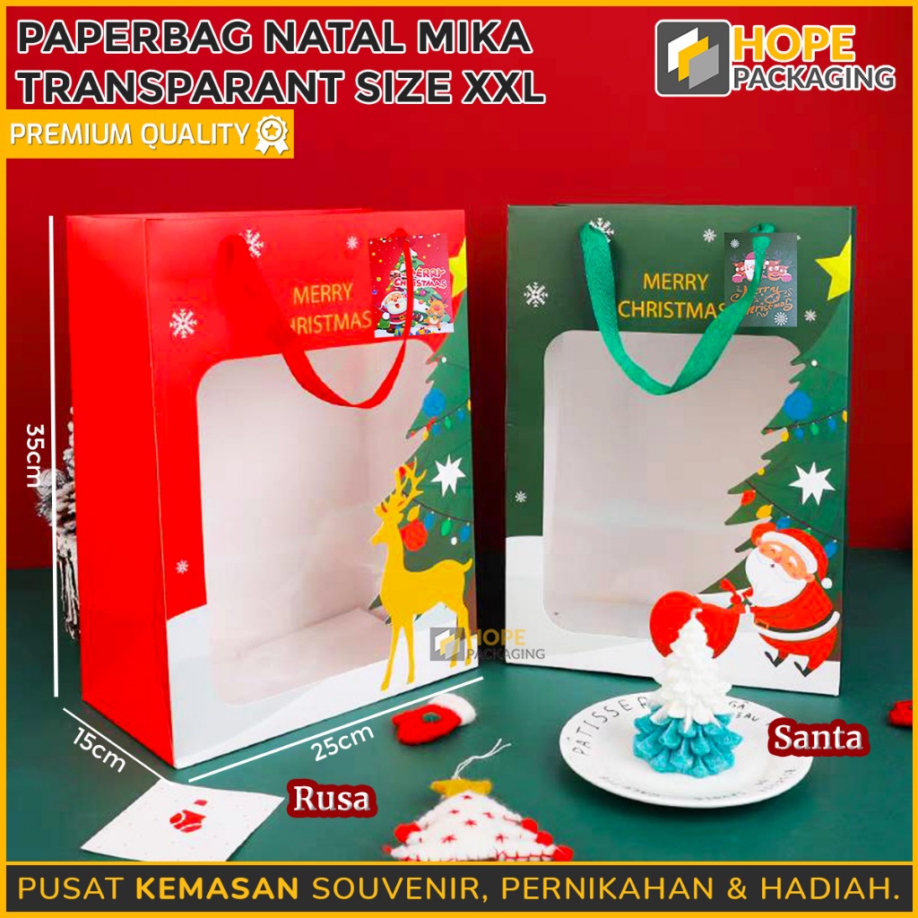 Jual Paper Box Natal Christmas Window Size : 25x35x15 cm / Tas Kado ...
