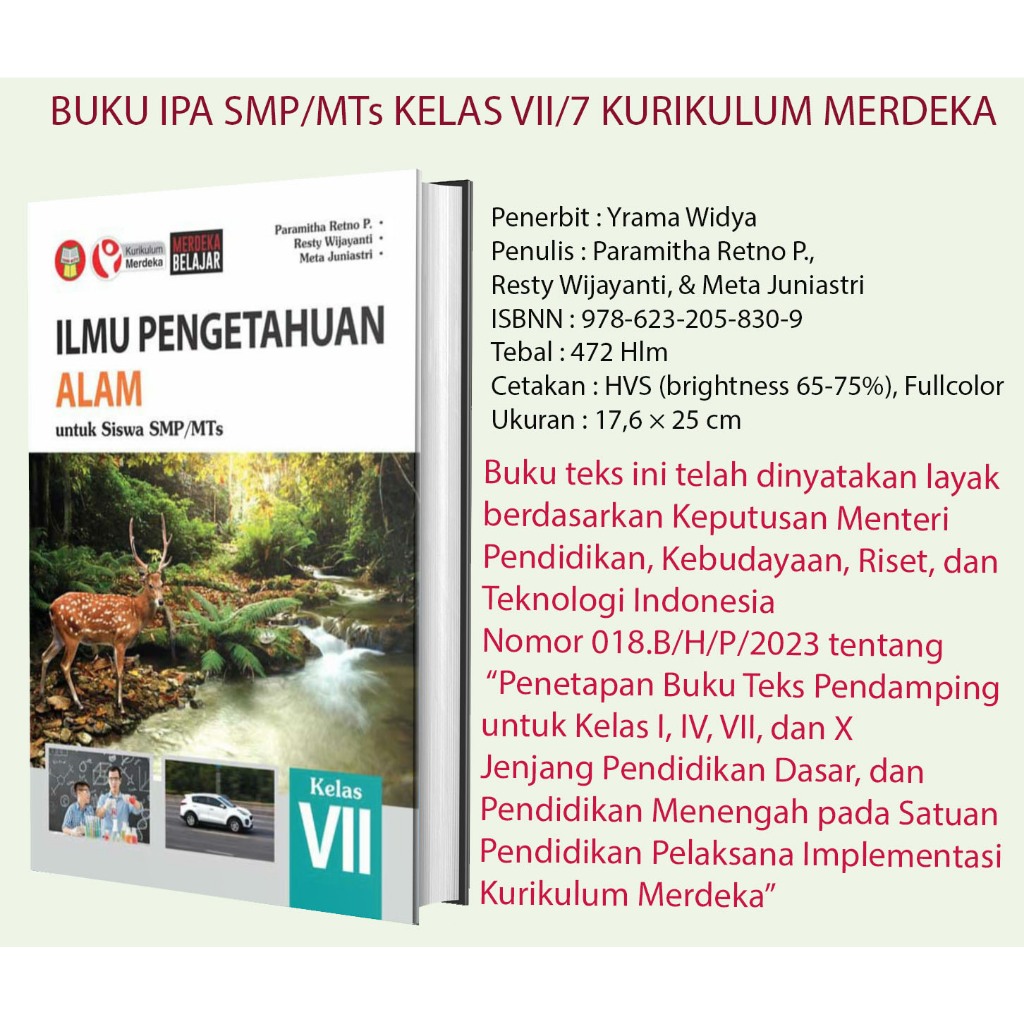 Jual BUKU ILMU PENGETAHUAN ALAM/IPA SMP/MTS KELAS VII/7 KURIKULUM MERDEKA PENILAIAN | Shopee ...