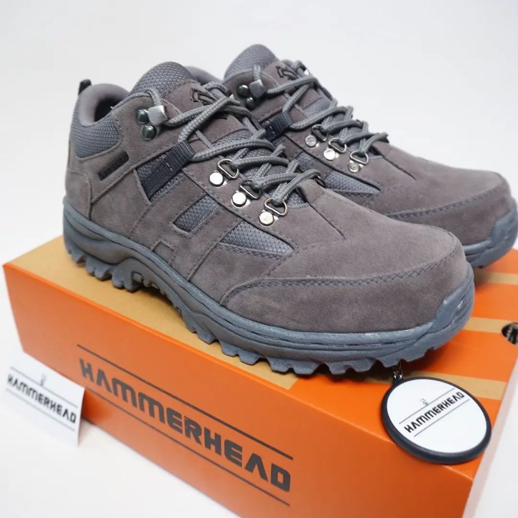 Jual HMRHD Sepatu Pria Safety Boots Hammerhead Low All Grey Ujung Besi ...