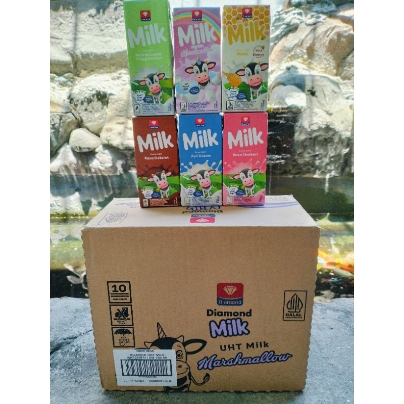 Jual Susu diamond UHT milk 200 ml (karton isi 24) Ed Agt 2025 | Shopee ...