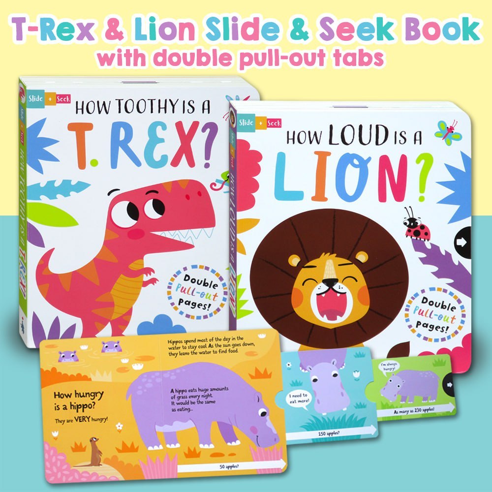 Jual [Imagine That] T-Rex & Lion Slide & Seek Board Book with Double ...