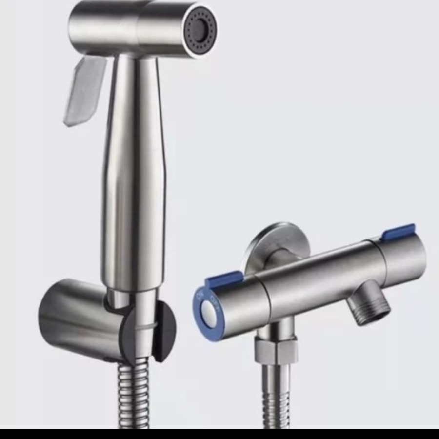 Jual Paket Jet shower Stainless Sus 304 dan Stop Kran cabang Double ...