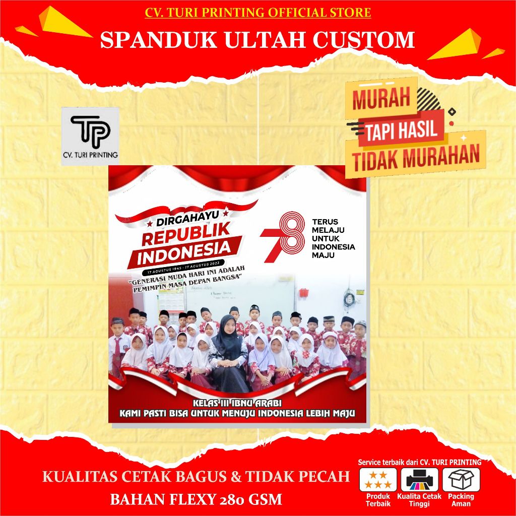 Jual CUSTOM SPANDUK 17 AGUSTUSAN UKURAN 100 x 100 cm | Shopee Indonesia