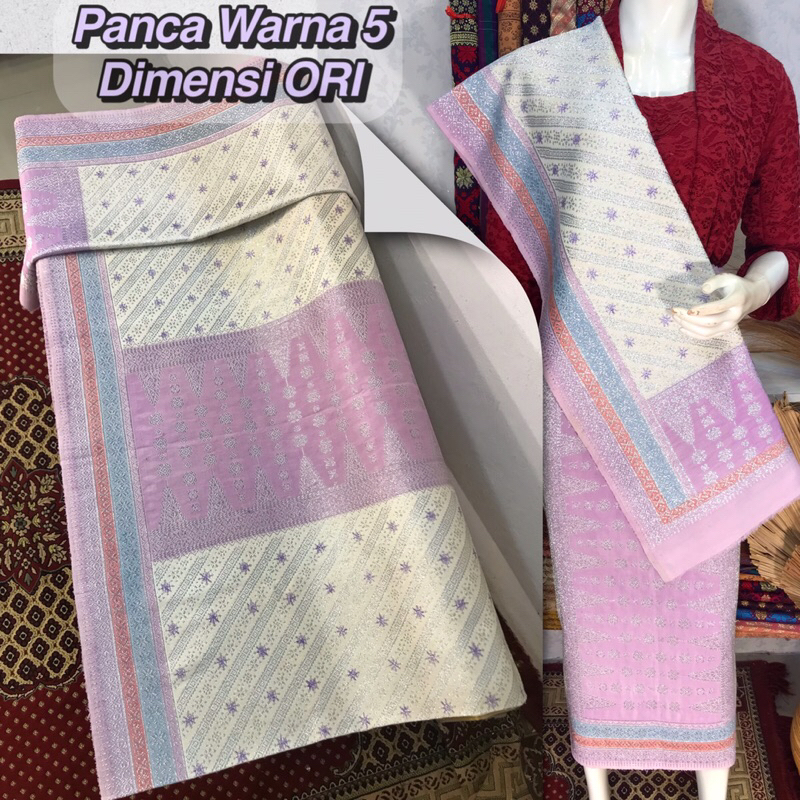 Jual Songket Panca Warna 5 Dimensi ORI Pink Silver-Asli Tenun Tangan ...