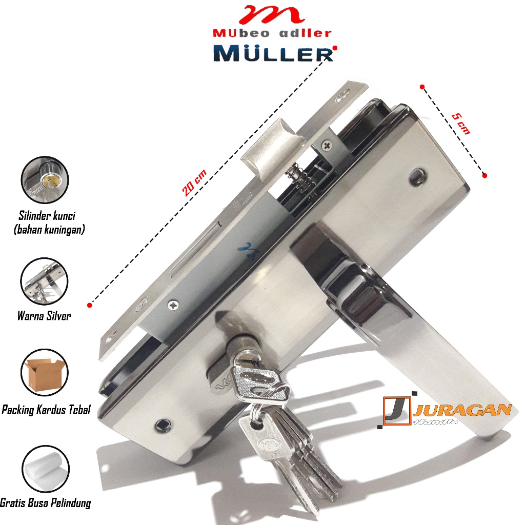 Jual Handle Set Kunci Muller Original Gagang Pintu Ukuran Standar ...