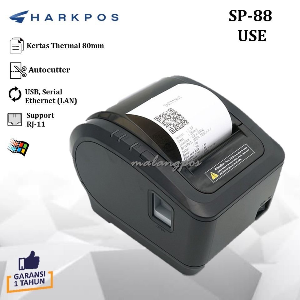 Jual Printer Thermal Kasir 80mm Sharkpos SP88 USE Usb Serial Ethernet Printer Dapur Autocutter ...