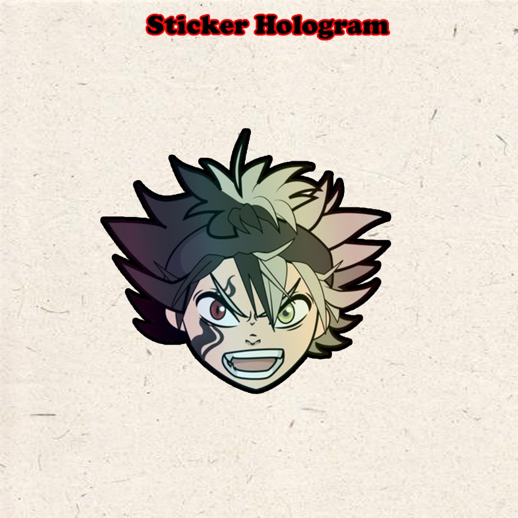 Jual Stiker Hologram anime Kepala Asta Black clover sticker case hp ...
