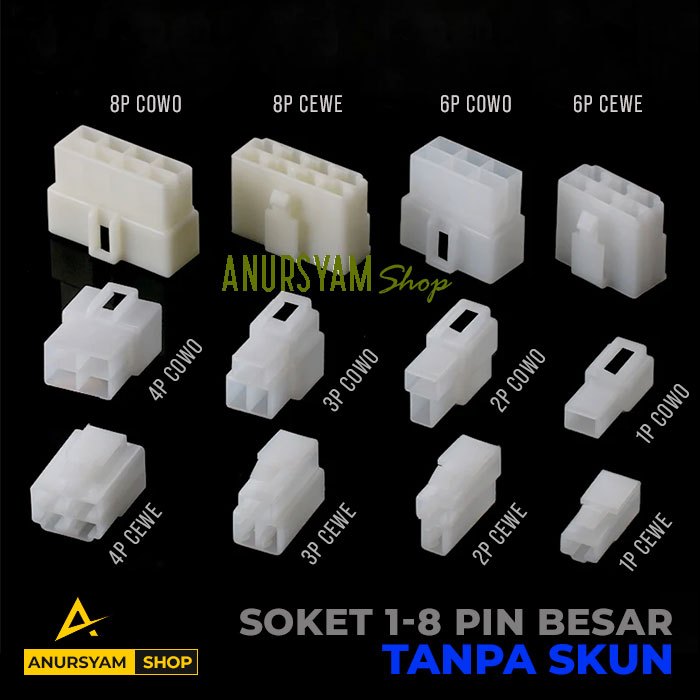 Jual Soket Sambungan Kabel Pin Besar Kosongan Sepasang Soket Kabel Pin ...