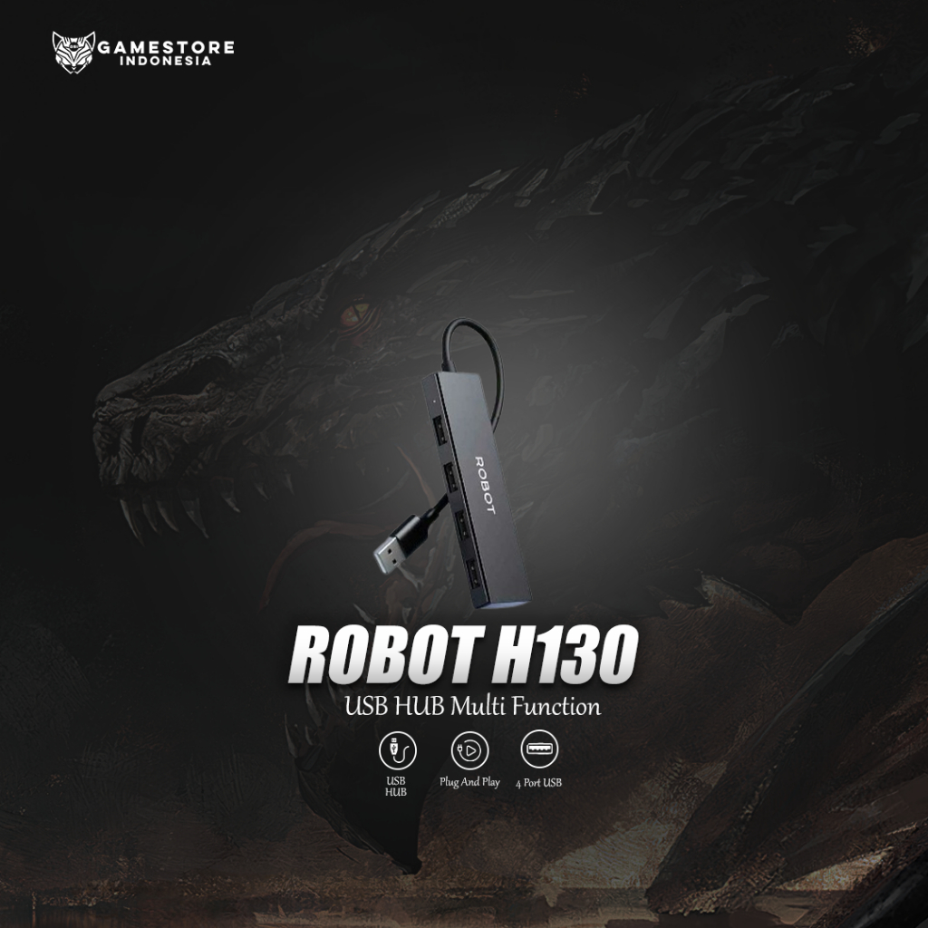 Jual ROBOT H130 4 Ports USB HUB 25cm Portable Multi Function - Original | Shopee Indonesia