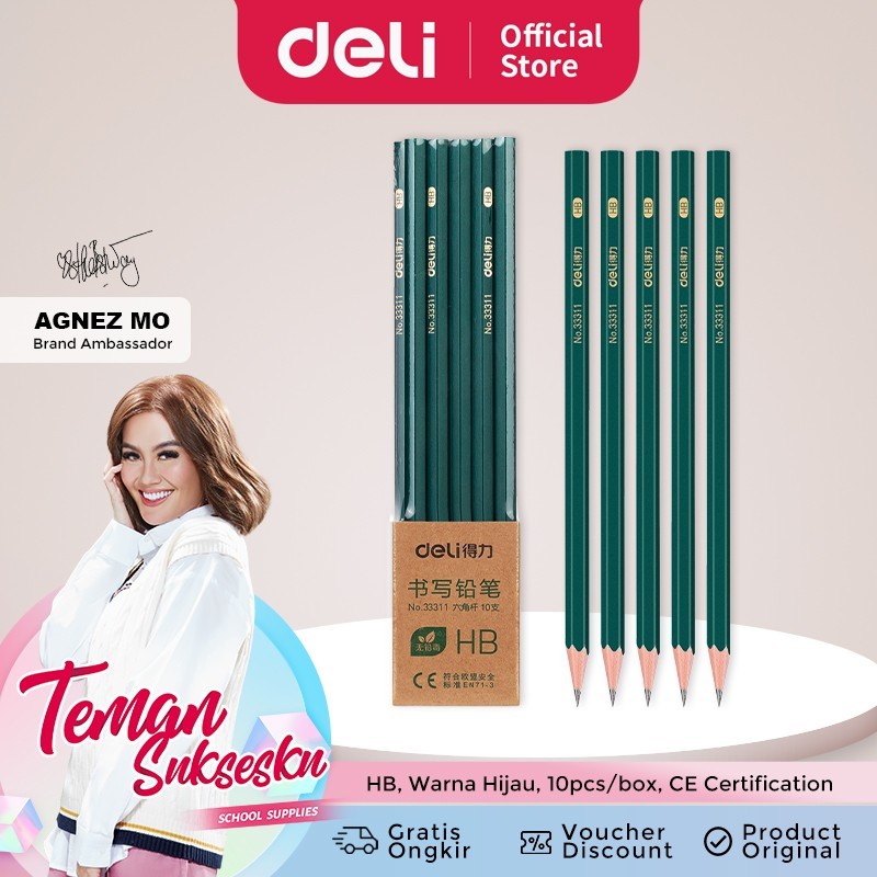 Jual Deli Pensil / Pencil Kayu HB 2B no. 33312 cocok untuk anak sekolah ...