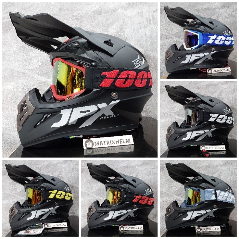 Jual Helm JPX Fox1 Cross Full Black Dop Hitam KLX Trabas Adventure ...