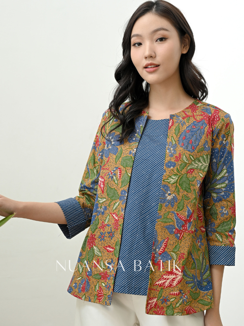 Jual Nuansa Batik Blouse Batik Lengan 7/8 Bahan Katun Stretch | Shopee Indonesia