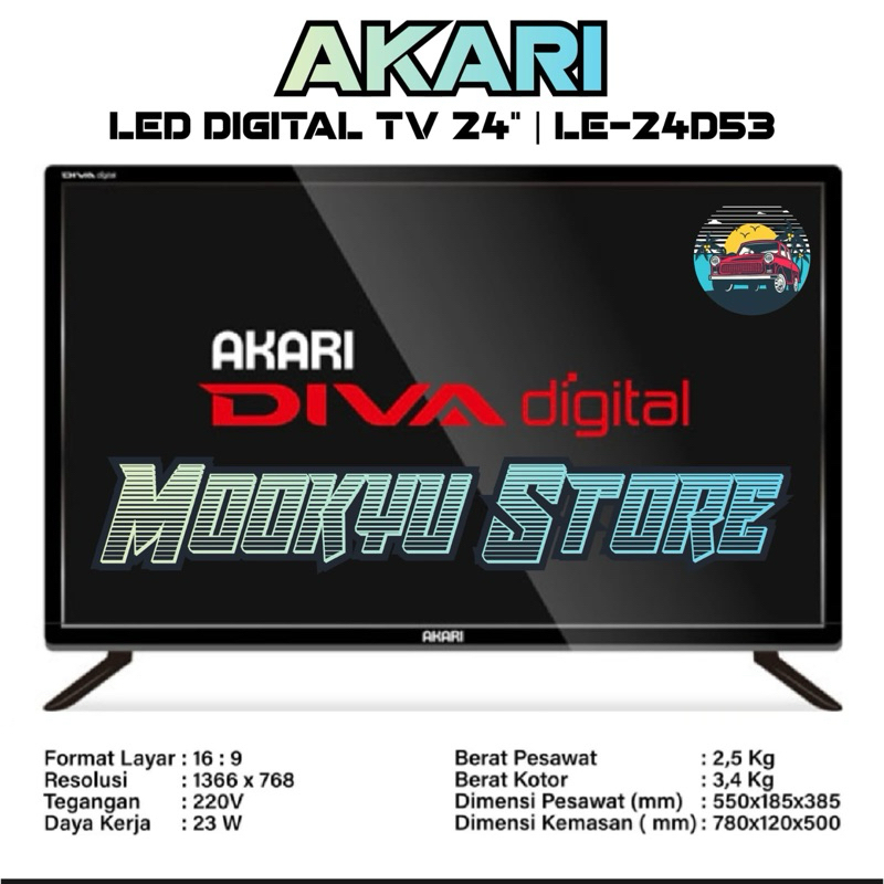 Jual AKARI LED TV 24 inch LE24D53 | LE 24D53 | LE-24D53 Digital TV USB ...