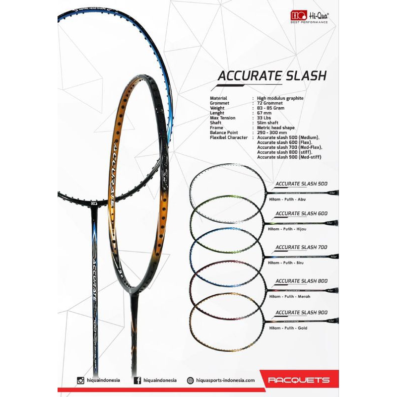 Jual Raket badminton hiqua new accurate // HIQUA ACCURATE SLASH ...