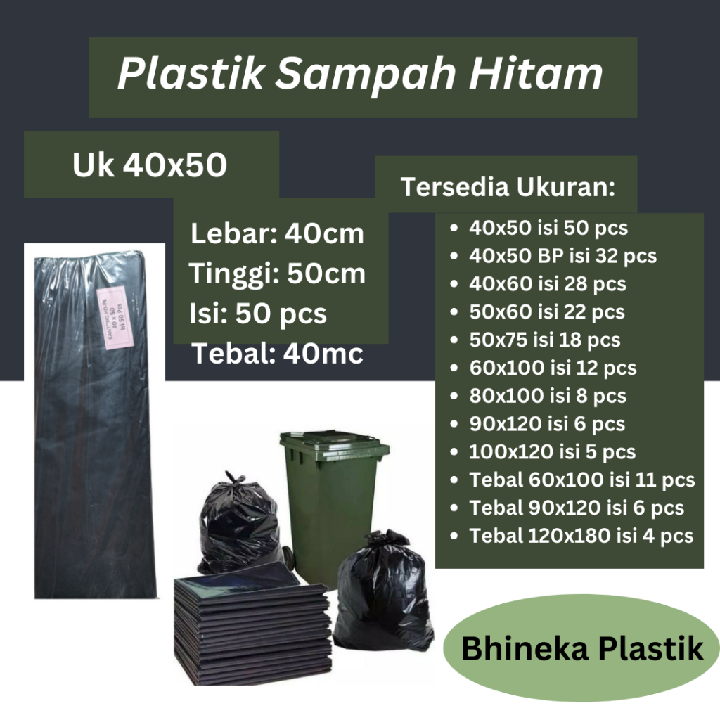 Jual Plastik Sampah Uk 40x50 (isi 50 pcs), Trash bag, HD Packing Hitam ...
