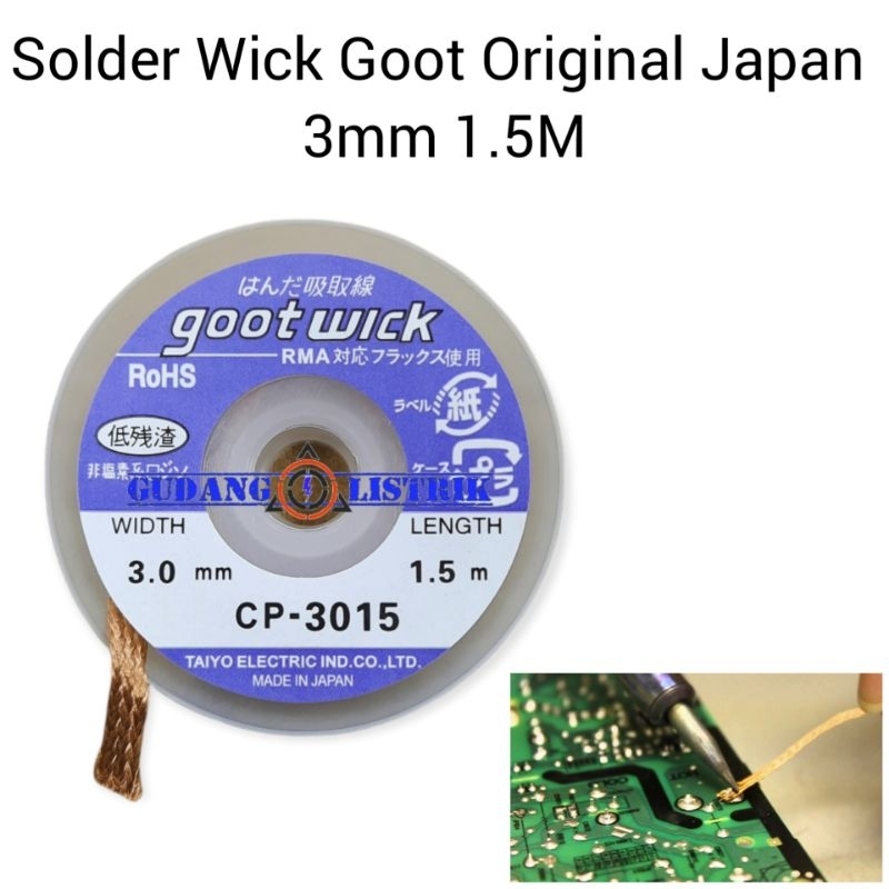 Jual Solder Wick GOOT CP 3015 3mm 1.5M Original Japan Pengangkat Timah ...