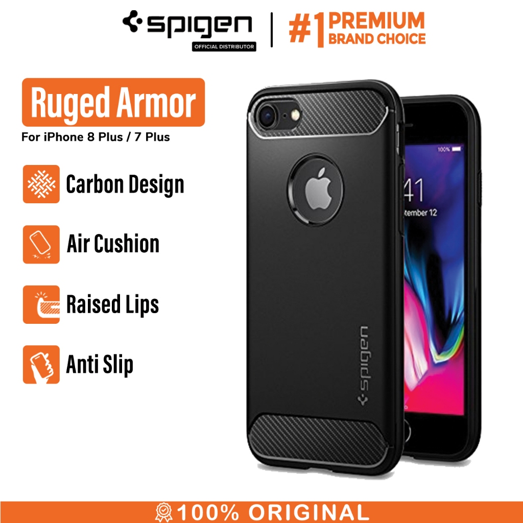 Jual Spigen Case iPhone 8 Plus / 7 Plus Rugged Armor Carbon Fiber ...