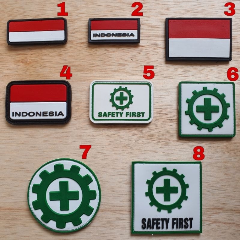 Jual patch rubber logo k3 safety first - bendera indonesia - tempelan emblem aksessoris karet ...