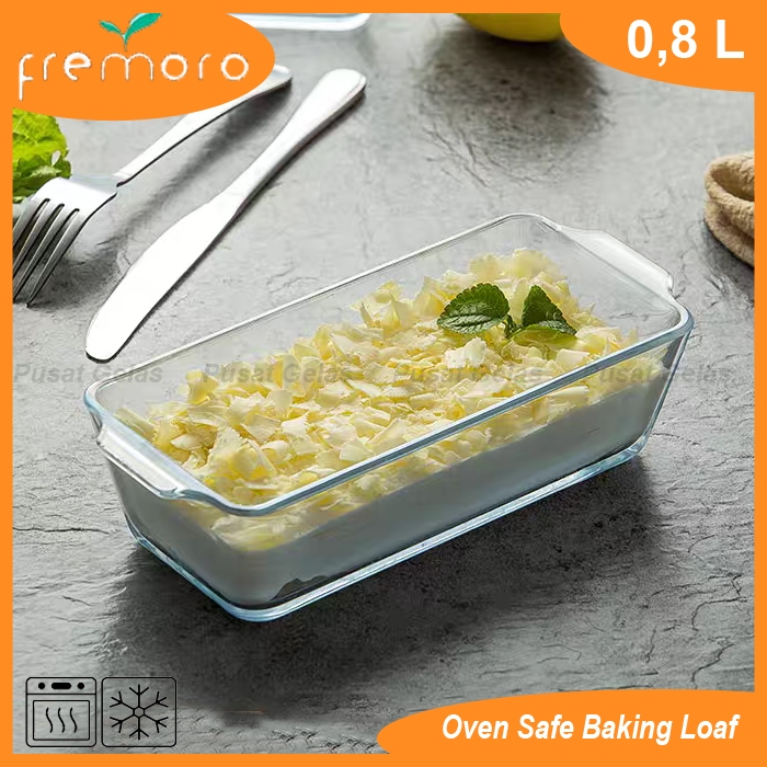 Jual FREMORO Loyang Baking Loaf Kaca Oven 0.8L/Baking Loaf Dish/Bread ...