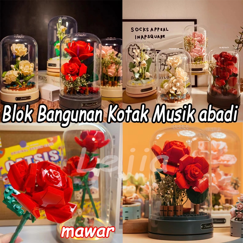 Jual 【 Clearance Sale】Blok Bangunan Kotak Musik Bunga/Blok Bangunan DIY ...