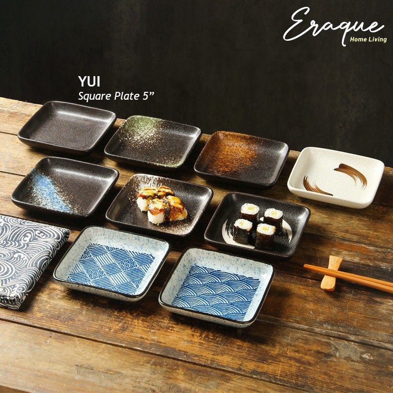 Jual Yui Japanese Square Plate 5" / Piring Saji Makan Sushi Petak Kecil ...