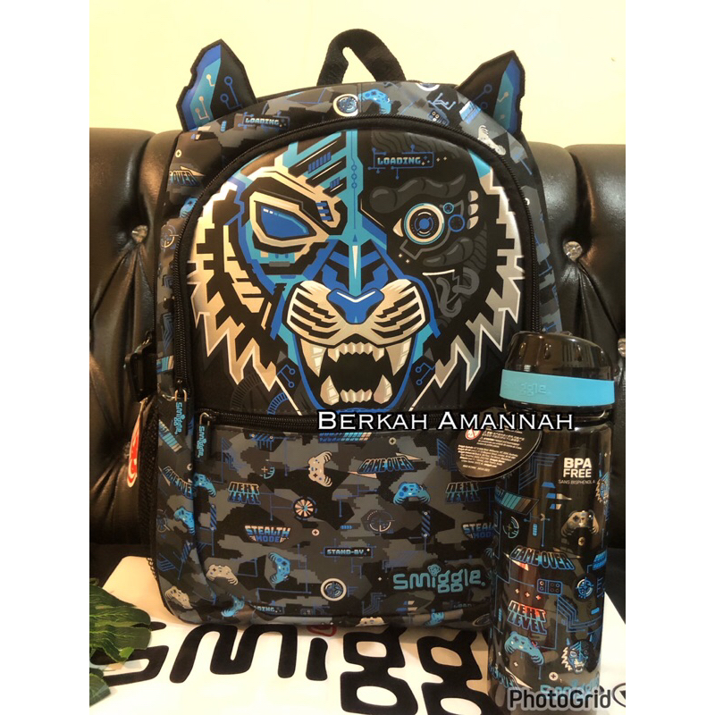 Jual Smiggle Hi There Classic Attach tiger hitam Backpack Black tas ...