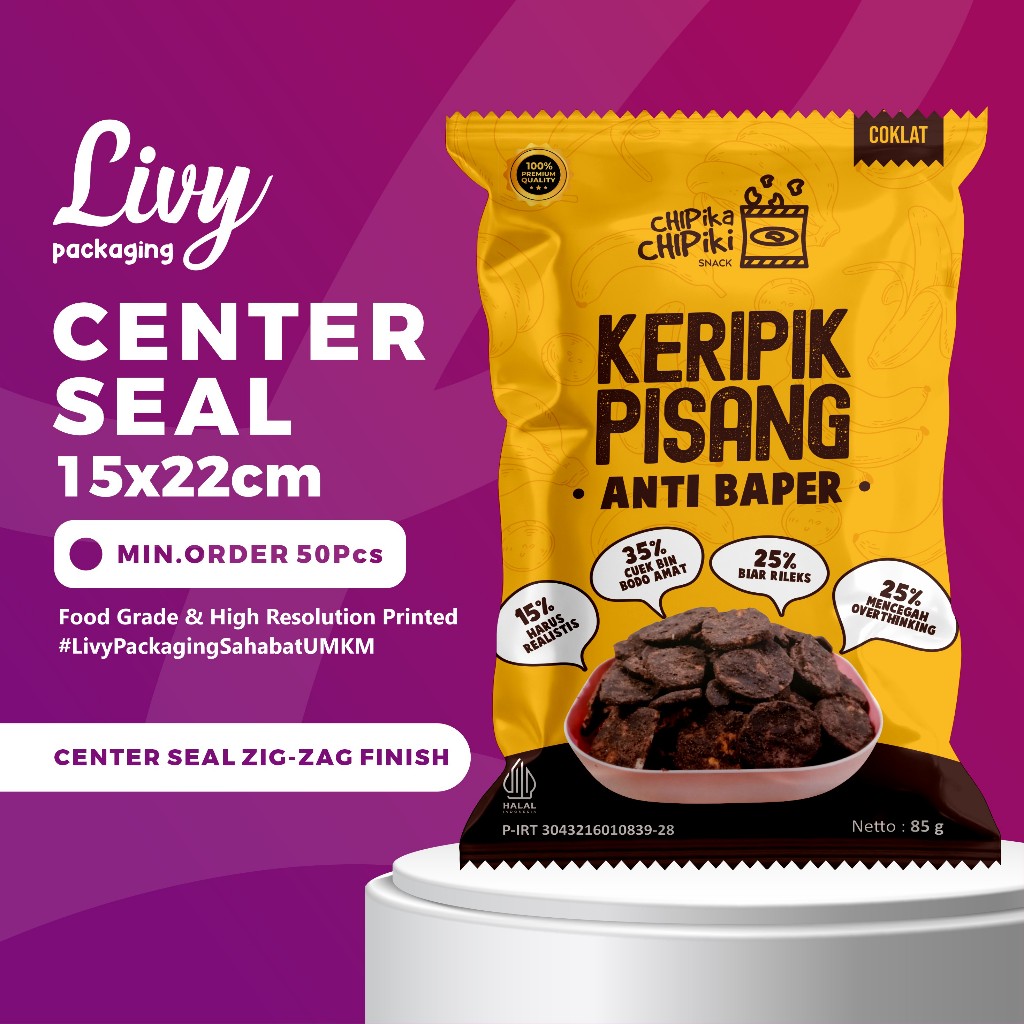 Jual Livy Packaging - Kemasan Center Seal 15x22cm Keripik Pisang Snack ...