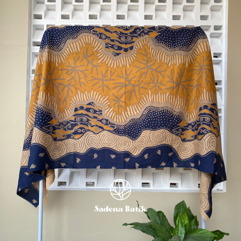 Jual Kain Batik Katun Handprint Motif Abstrak Warna Navy Kuning ...