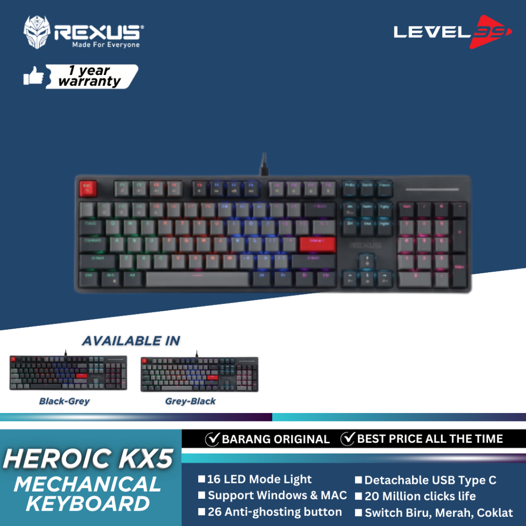 Jual Rexus Keyboard Gaming Heroic Kx5 | Shopee Indonesia
