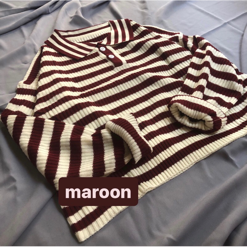 Jual SILVANA SWEATER RAJUT MOTIF BLASTER WANITA - ATASAN RAJUT POLO ...