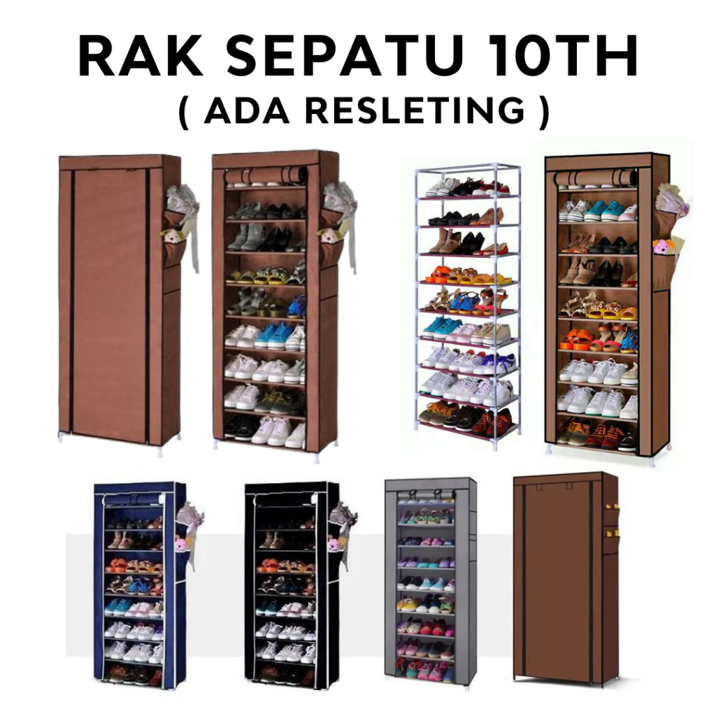 Jual RAK SEPATU 10TH 9 Susun Rakitan rak baju rak tas Shoes Rack with ...