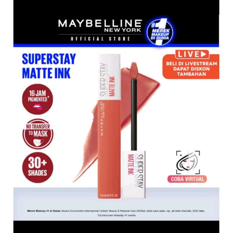 Jual maybelline superstay matte ink (lipstik maybelline) | Shopee Indonesia
