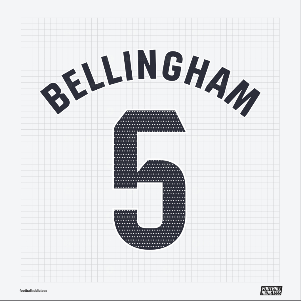 Jual NAME NUMBER SET NNS REAL MADRID BELLINGHAM 5 FONT LEAGUE HOME ...