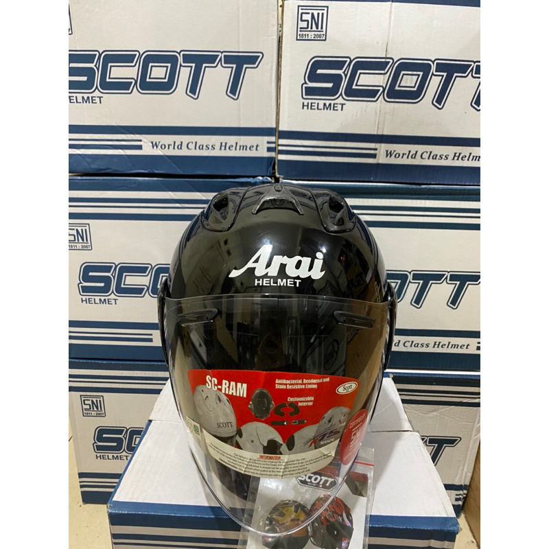 Jual Helm scott vzram ram5 hitam glossy glass black | Shopee Indonesia
