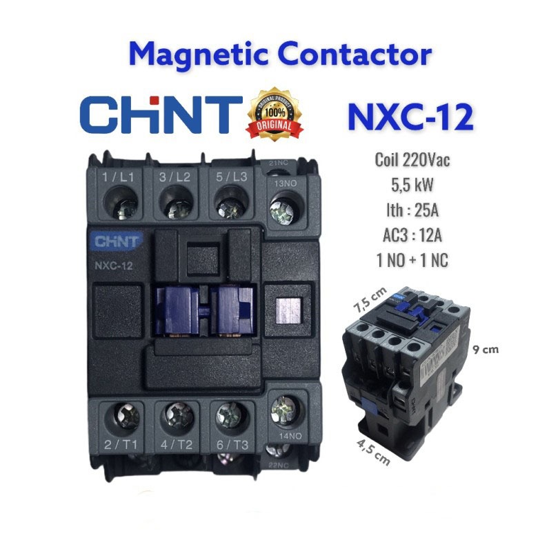 Jual Kontaktor CHINT NXC-12=25A 3Phase COIL 220V 25 AMPERE | Shopee Indonesia