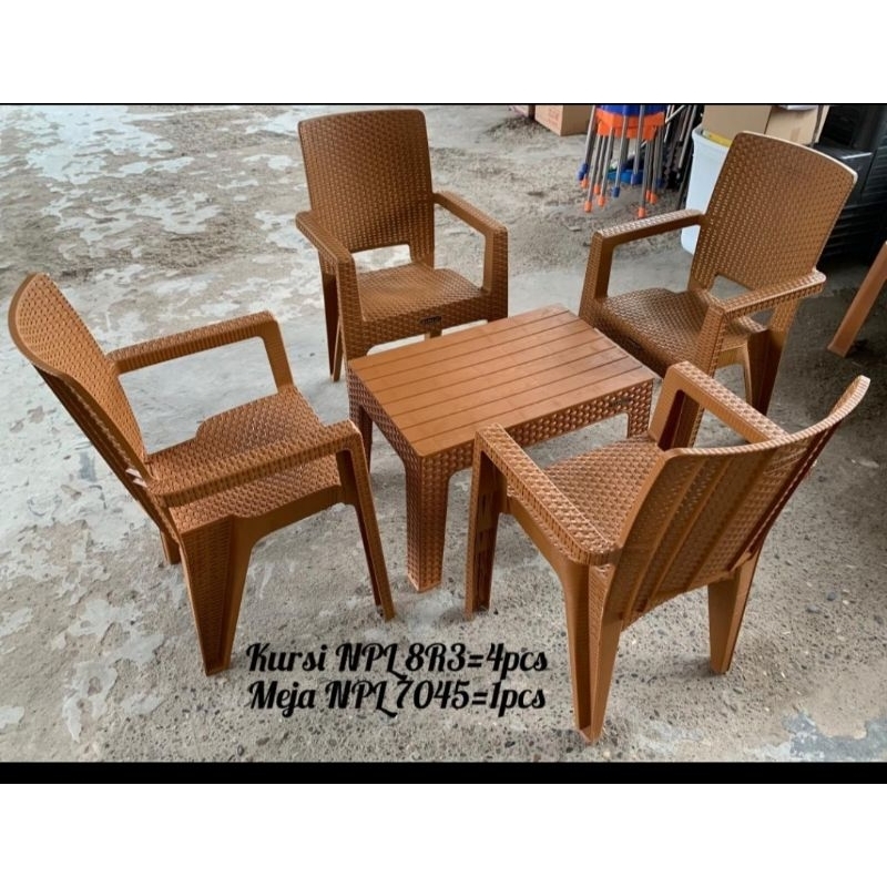 Jual Meja + Kursi Set Taman / Meja Teras Motif Rotan Merek NAPOLLY ...