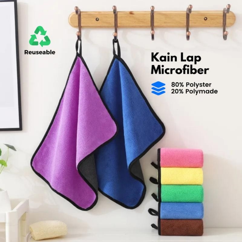 Jual KAIN LAP MICROFIBER SERBAGUNA 30x30CM KAIN LAP MOBIL MOTOR 2 SISI ...