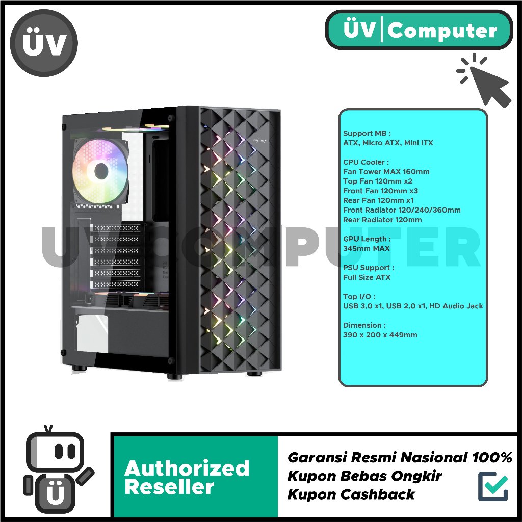 Jual Casing Gaming PC Komputer Enlight Infinity Medusa V2 Mid Tower ATX ...