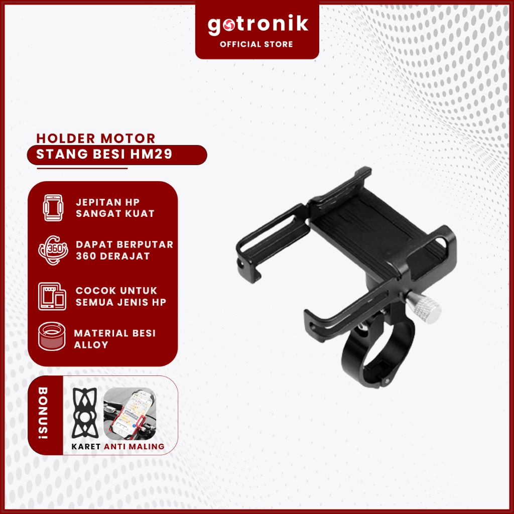 Jual Holder Hp Stang Motor Full Besi Dudukan Penyangga Handphone Rotate 360 Derajat Phone Stand ...