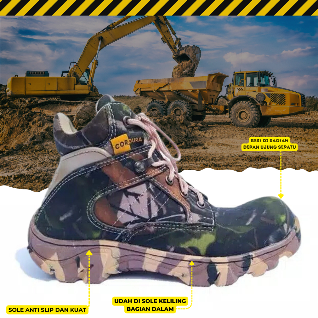 Jual Sepatu Safety Boots Ujung Besi Camo Army Loreng Sepatu Septi Boot ...