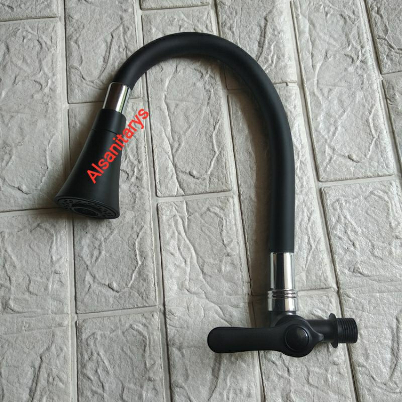 Jual Kran Angsa TEMBOK Fleksibel HITAM -kran sink air bak cuci piring ...