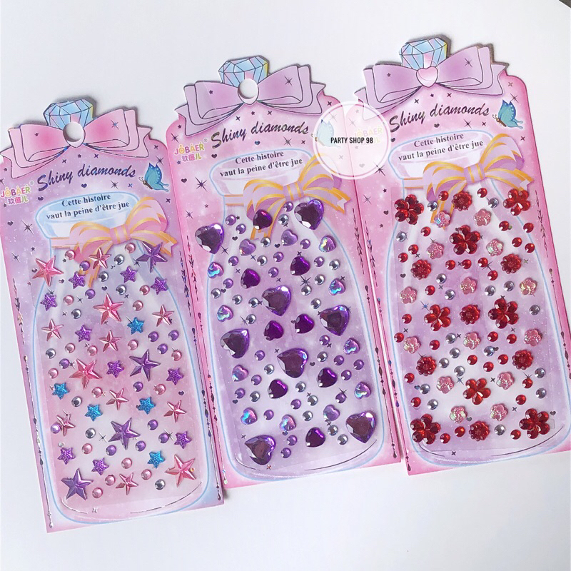 Jual STICKER JEWEL 3D DIAMOND / STICKER MANIK BENTUK LOVE-BINTANG-BULAT ...