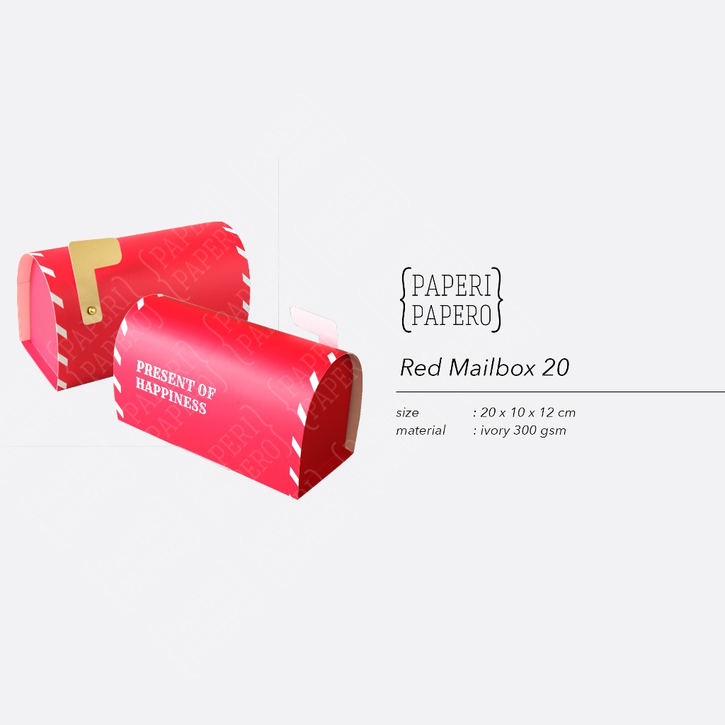 Jual Red Mailbox 20 x 10 x 12 cm - Kotak Box Surat Kertas Merah Natal ...
