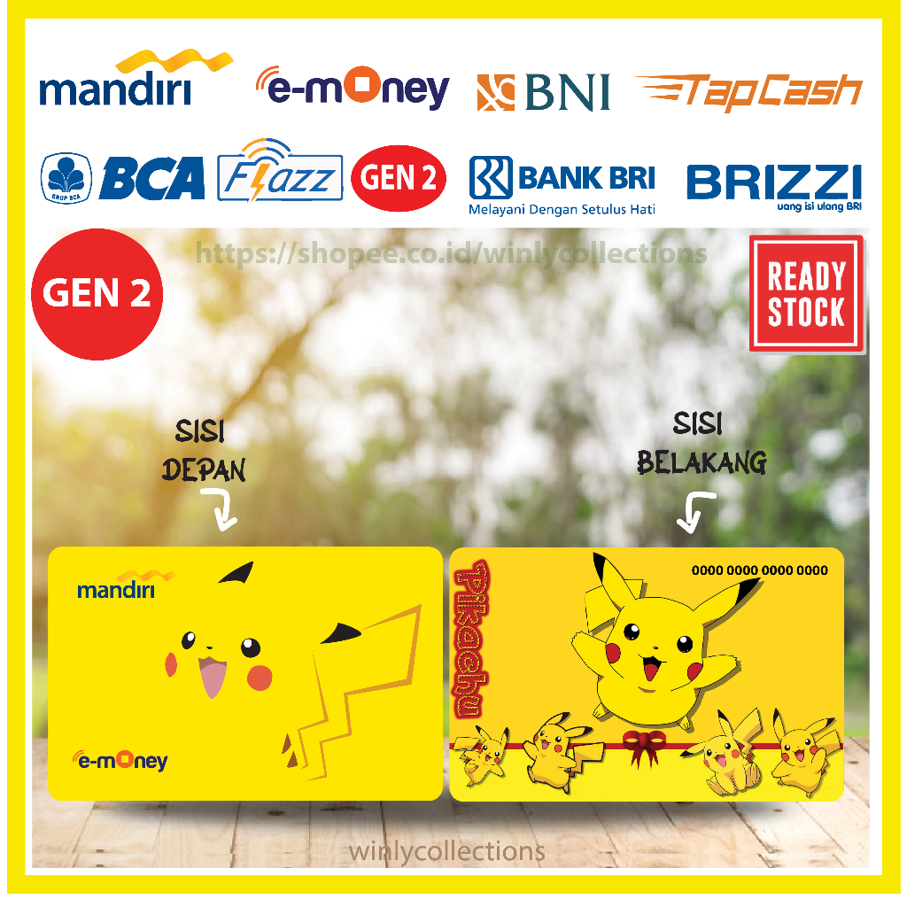 Jual KARTU EMONEY ETOLL CUSTOM ANIME POKEMON PIKACHU KIDS CUTE E MONEY ...