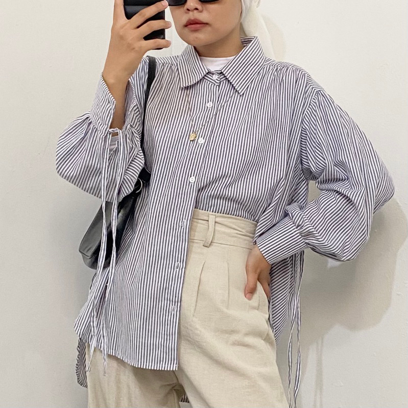 Jual OTASHAWL - Kyo stripe shirt | oversized shirt | kemeja stripe | kemeja salur | Shopee Indonesia