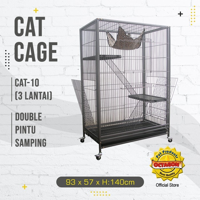 Jual Kandang Kucing Tingkat Octagon 3 Lantai Cat -10 Cat Cage - Kandang Besi | Shopee Indonesia